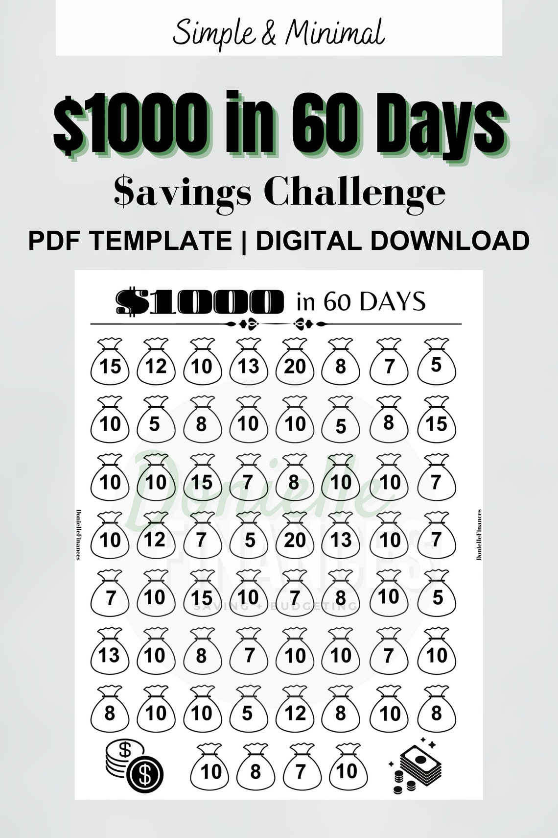 1000 in 60 Days Savings Challenge - Etsy