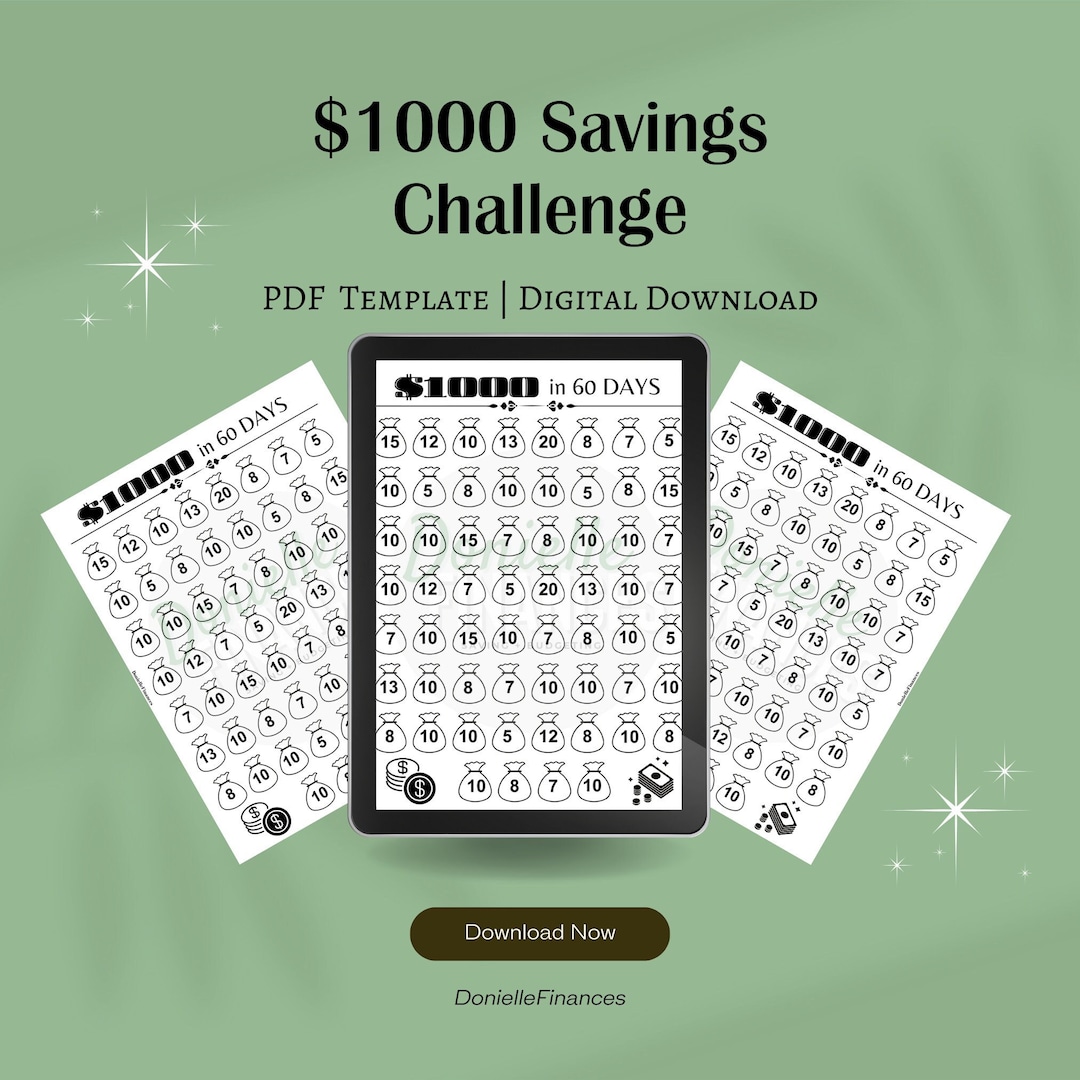 1000 in 60 Days Savings Challenge - Etsy