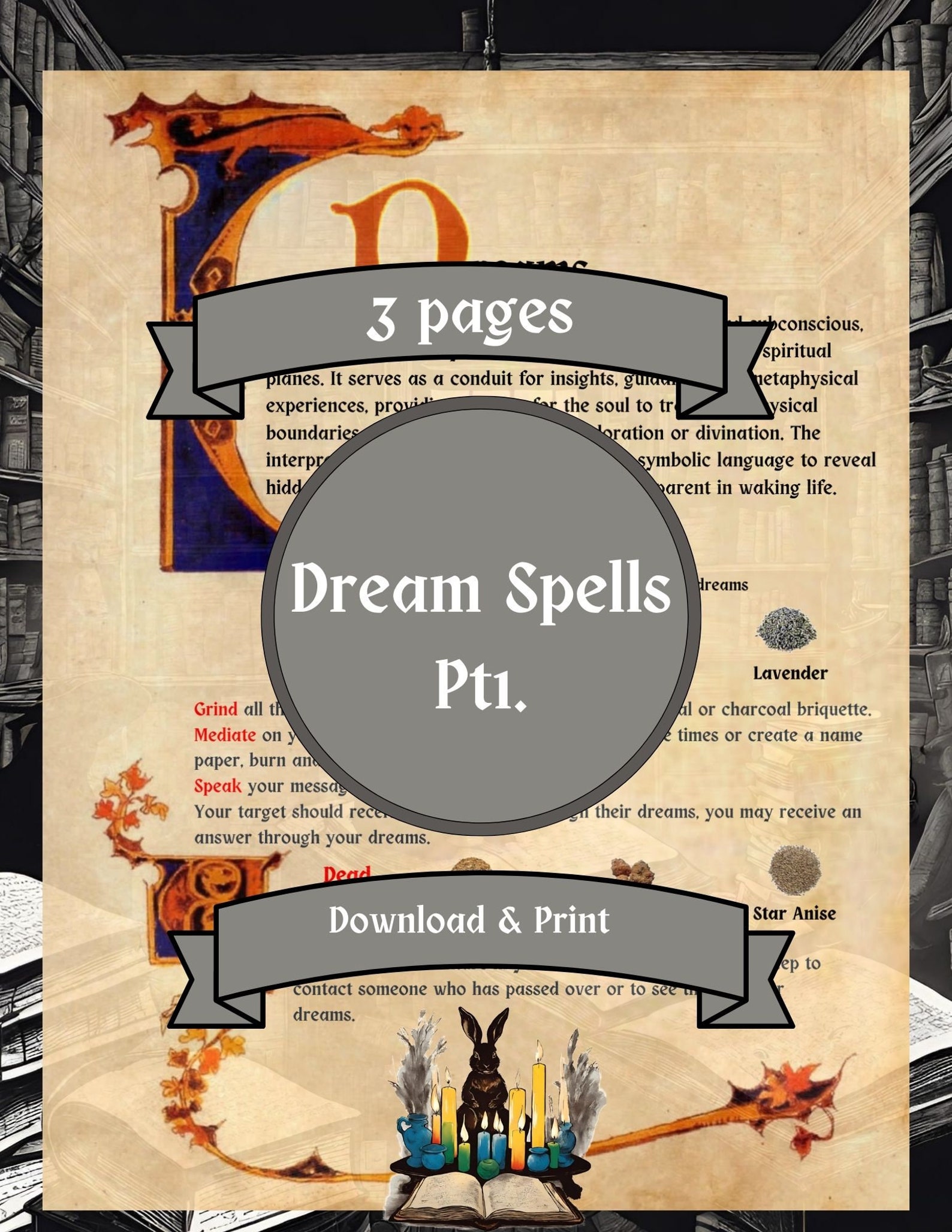Dream Spells, BOS Pages, Grimoire Pages, Spell Book, Solitary Witch ...