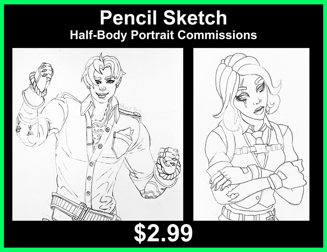 Custom Half-body Pencil Sketch DIGITAL FILE - Etsy