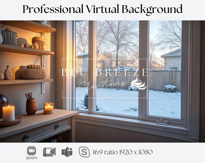 Virtual Background for Zoom Meetings Winter Bookshelf Cozy Snow ...