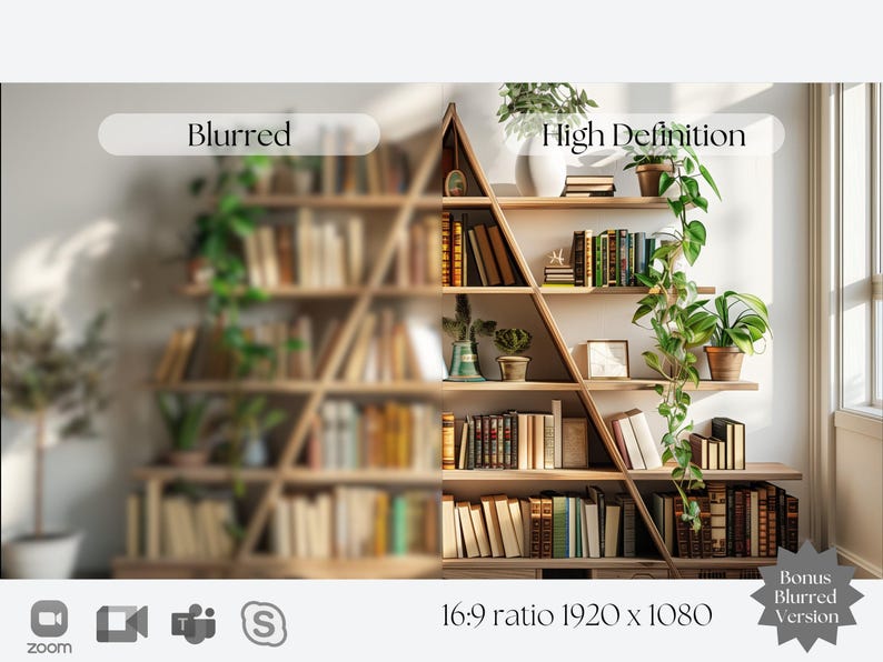5 Clean Bookshelf Virtual Backgrounds | Compatible With Zoom, Teams ...
