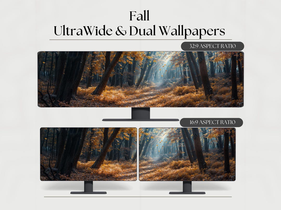 Fall-themed Wallpaper for Ultrawide and Dual Monitors | 32x9 and 16x9 ...
