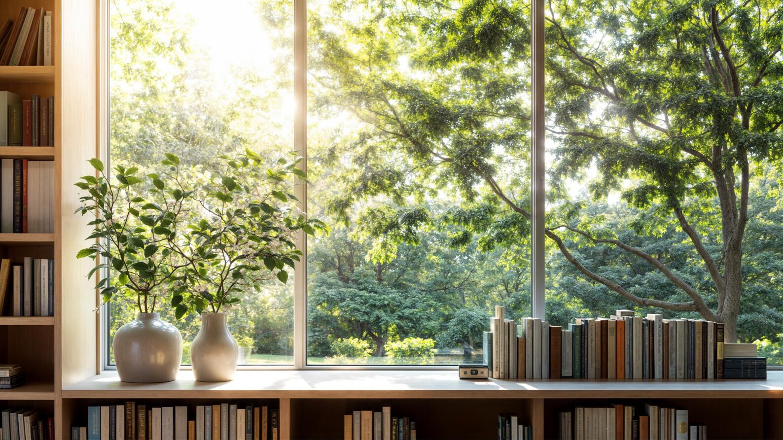 Zoom Background for a Light-filled Home Office – Virtual Background for ...