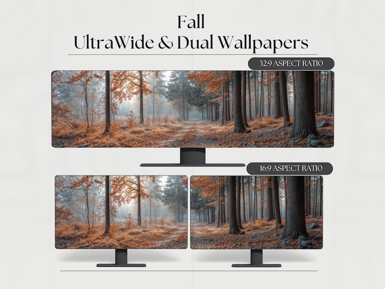 Fall Desktop Wallpaper for Ultrawide and Dual Monitors | 32x9 and 16x9 ...