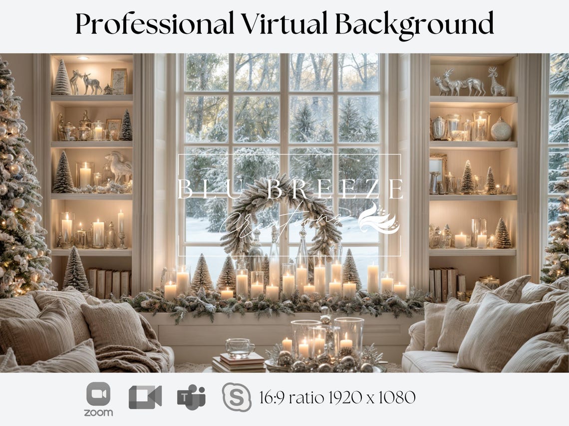 Candlelit Winter Virtual Background for Zoom Teams Webex Skype Google ...