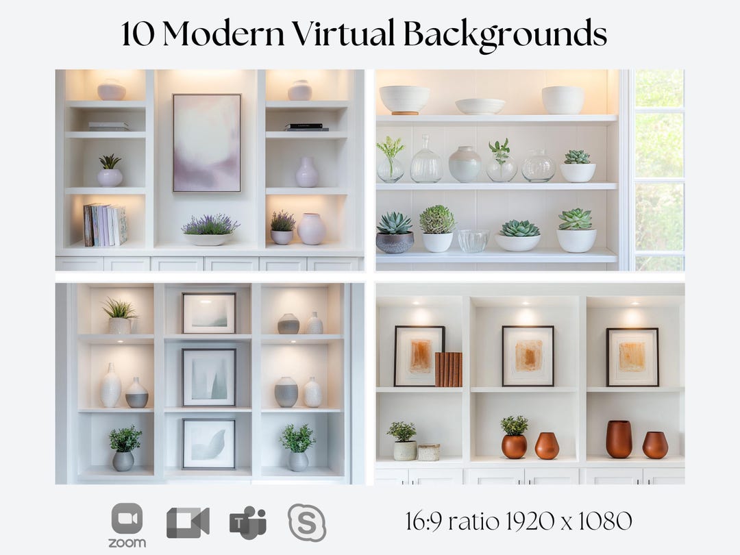 Zoom Professional Virtual Office Background, Modern Home Office Digital ...