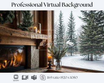 Cozy Fireplace Winter Virtual Background for Video Calls Zoom Teams ...