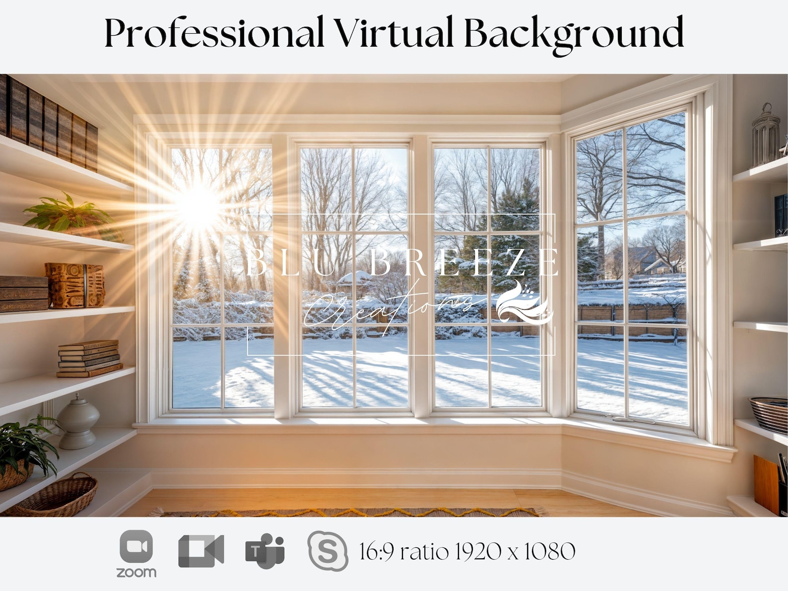 Professional Winter Office Backgrounds With Snow for Zoom, Microsoft ...