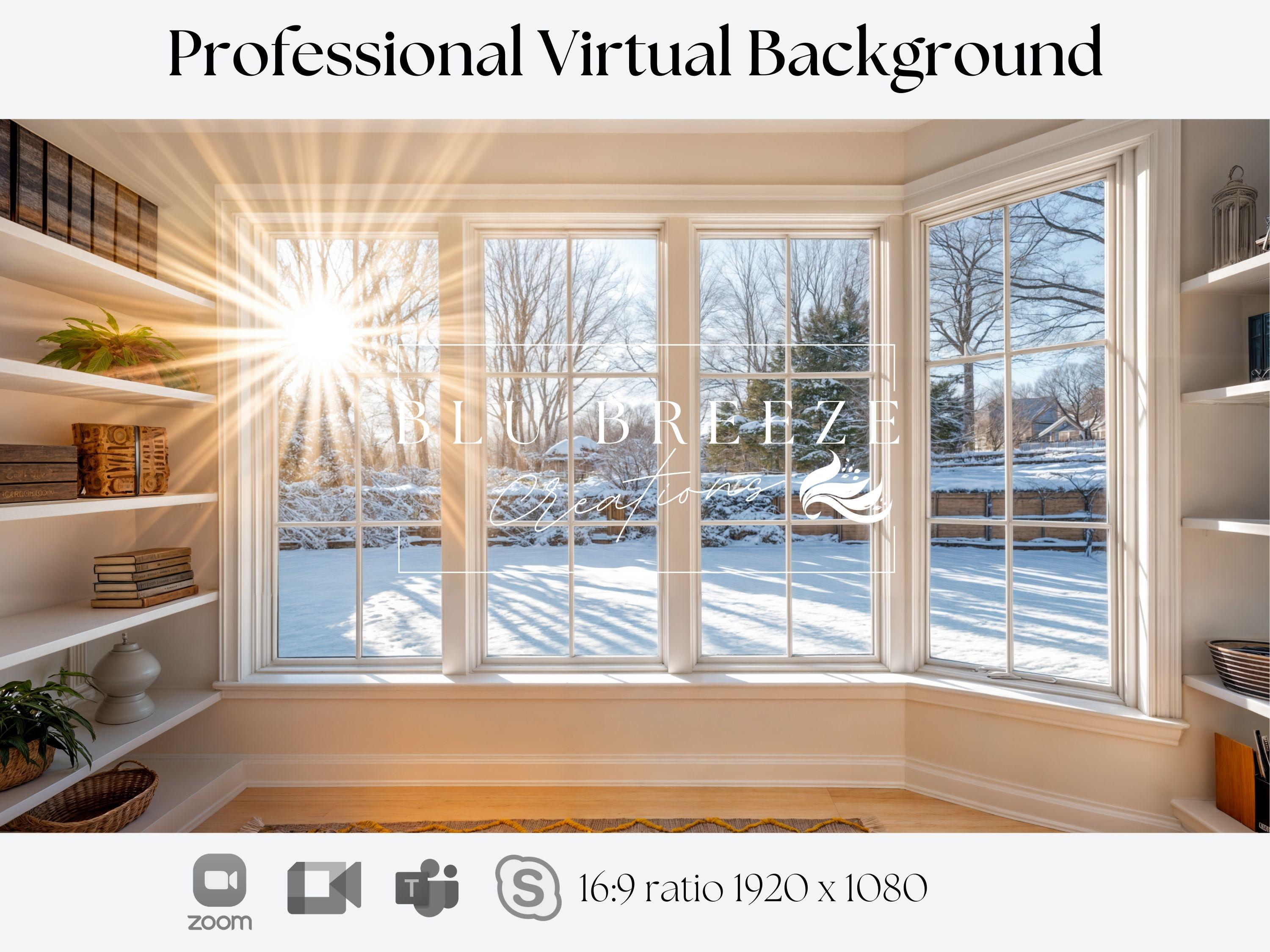 Professional Winter Office Backgrounds With Snow for Zoom, Microsoft Teams, Webex, Skype, and ...