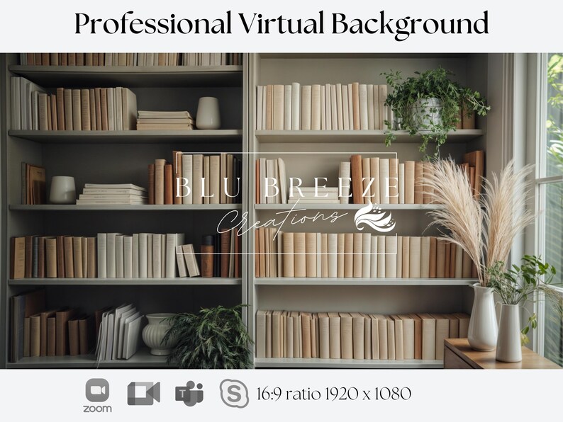 Bookshelf Wall Zoom Background | Teams Webex Skype Google Meet ...