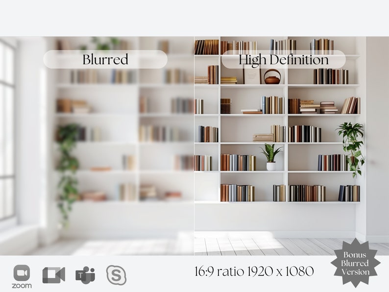 5 Clean Bookshelf Virtual Backgrounds Compatible With Zoom, Teams ...