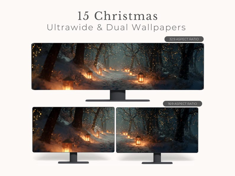 15 Christmas Wallpaper Bundle for Ultrawide & Dual Monitors | Holiday ...