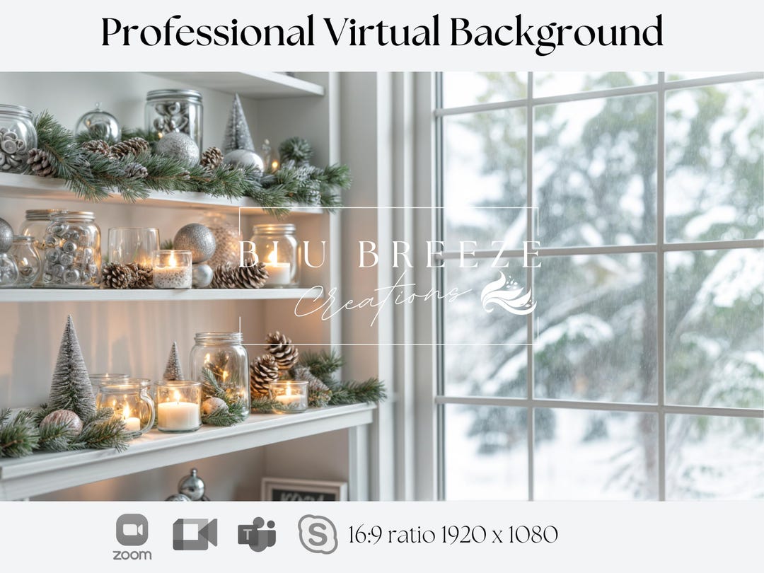 Winter Bookshelf Virtual Background for Zoom Teams Webex Skype Google ...