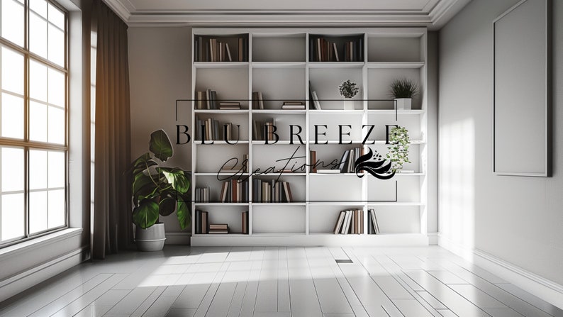 Clean & Classic Bookshelf Zoom Background | Modern Video Overlay for ...