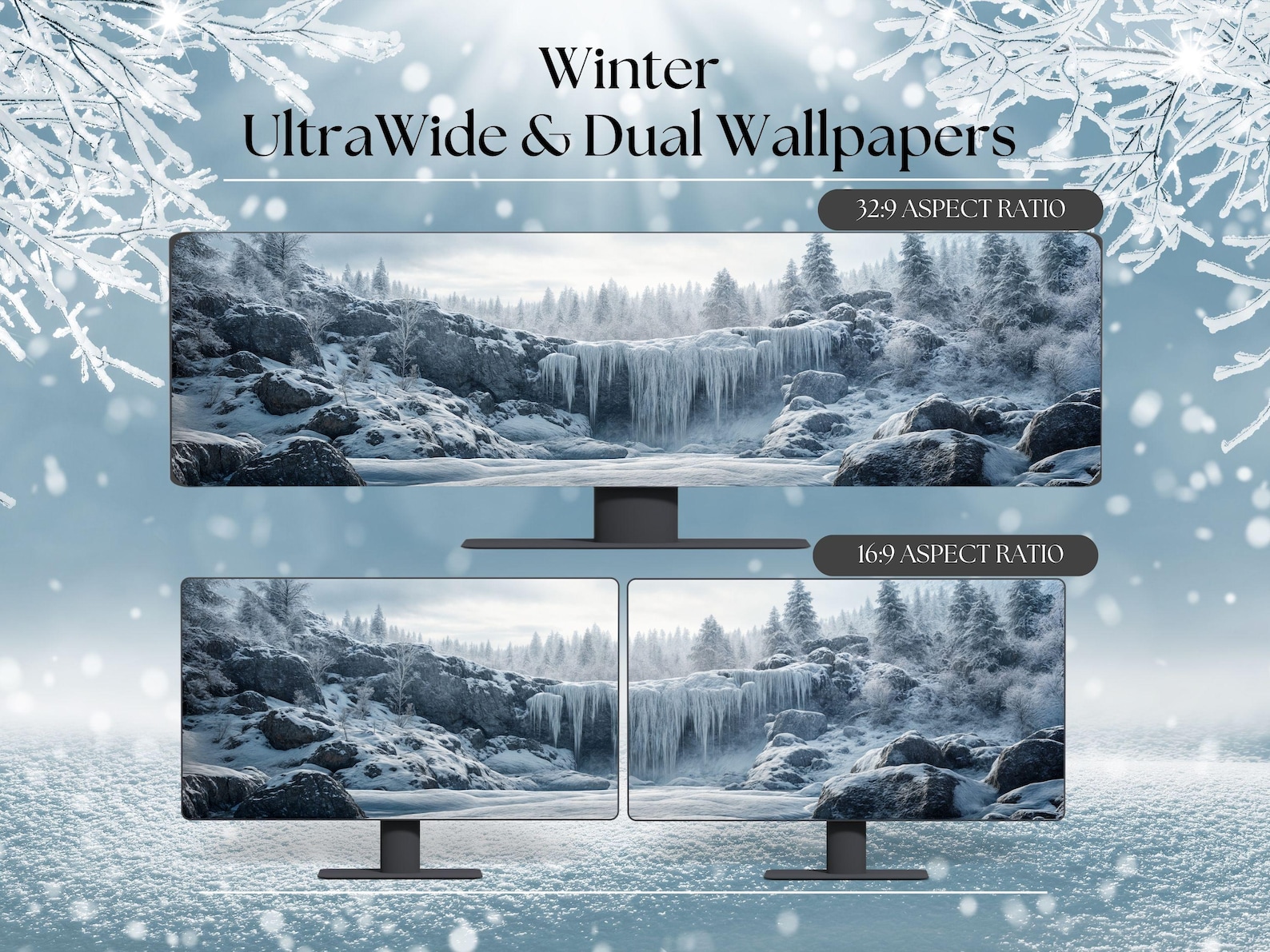 Snowy Desktop Backgrounds for Windows and Mac Winter-themed Ultrawide ...