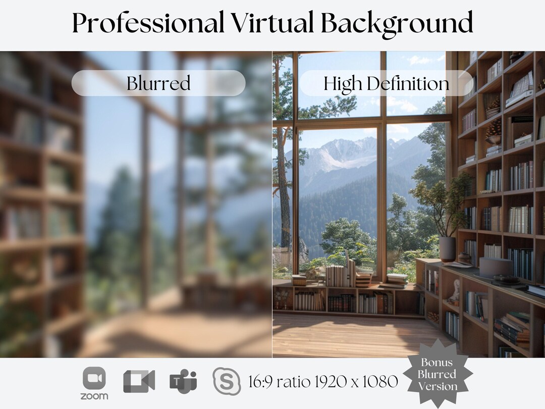 Mountain House Bookshelf Background | Compatible With Zoom, Teams ...
