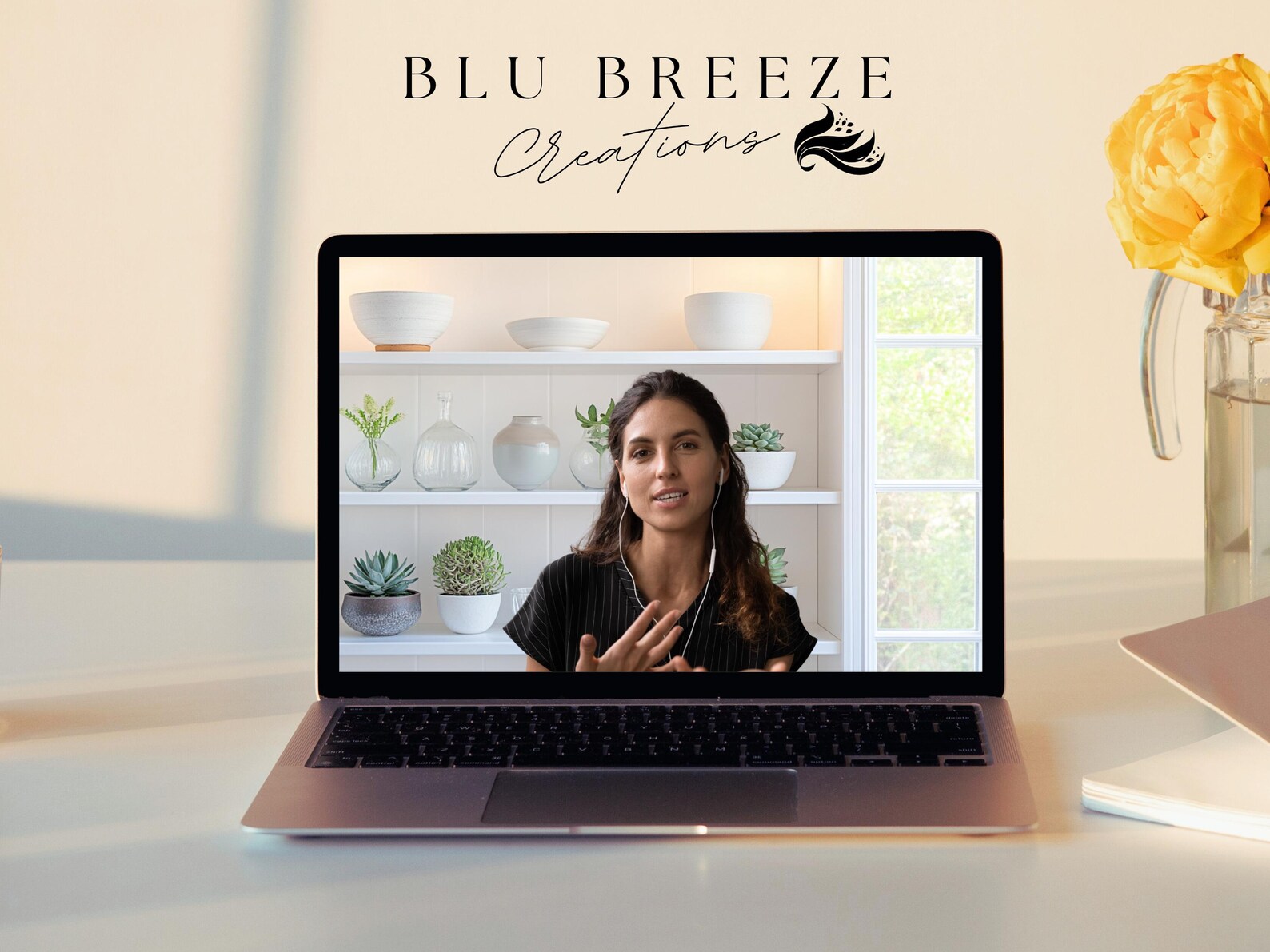 Simple Clean Zoom Background With Plants and Window Virtual Background ...