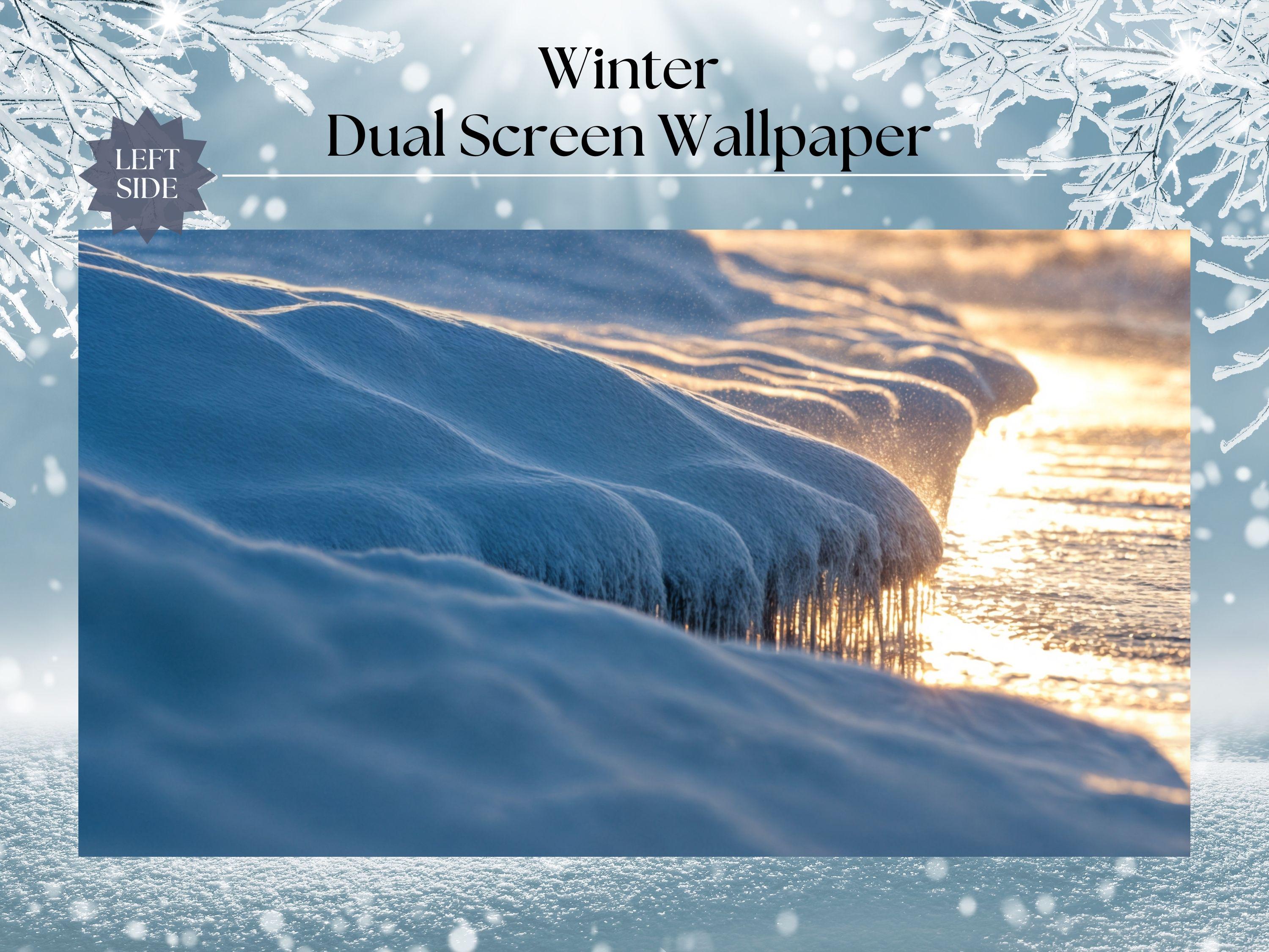 Snowy Winter Beach Desktop Backgrounds for Ultrawide and Dual Monitors ...