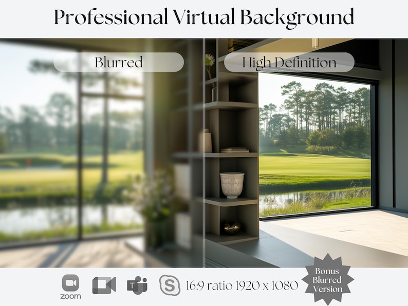 Golf Course Office Background | Compatible With Zoom, Teams, Webex ...