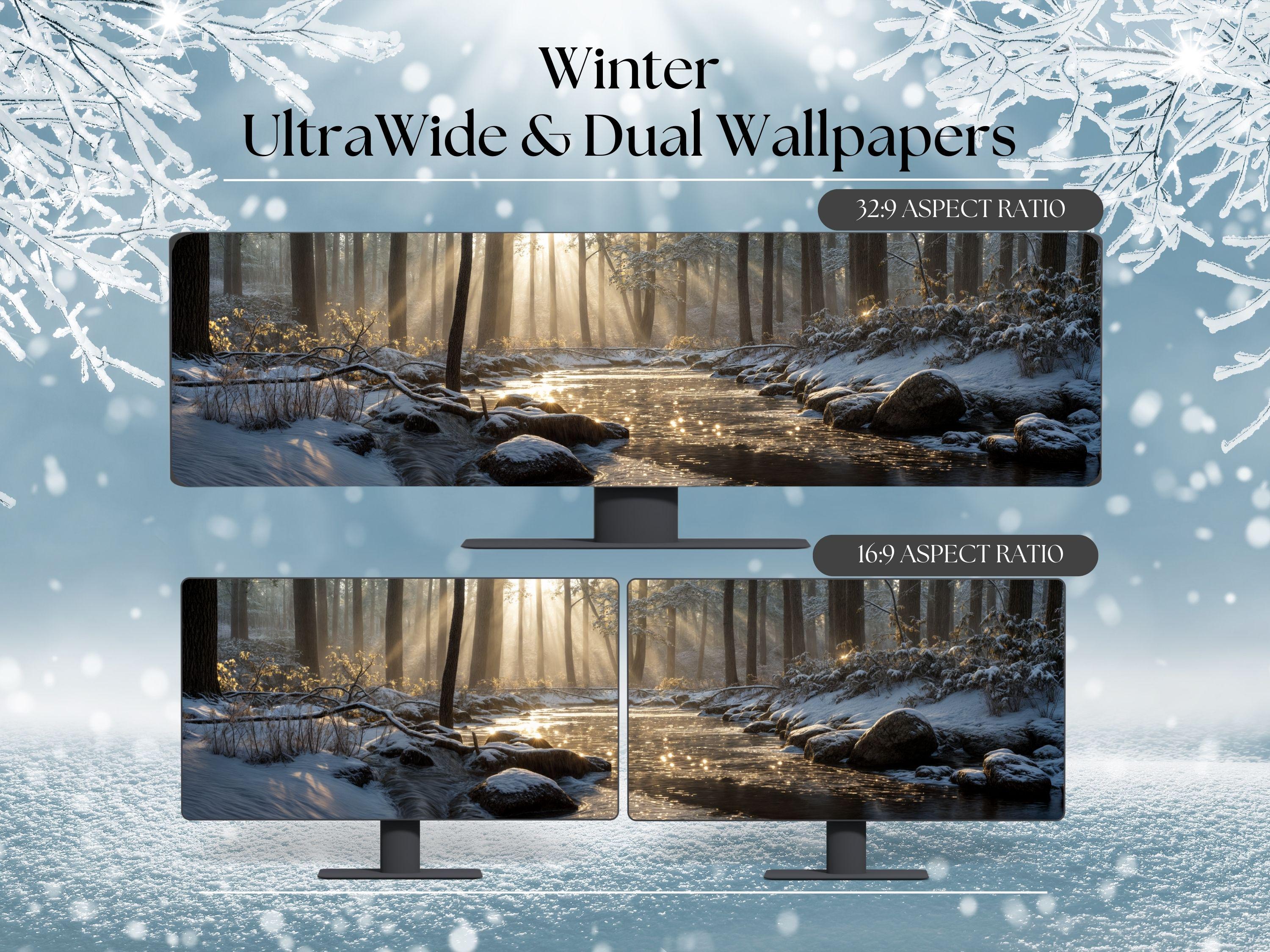 Winter Wallpaper for Dual and Ultrawide Monitors High-resolution Snowy ...