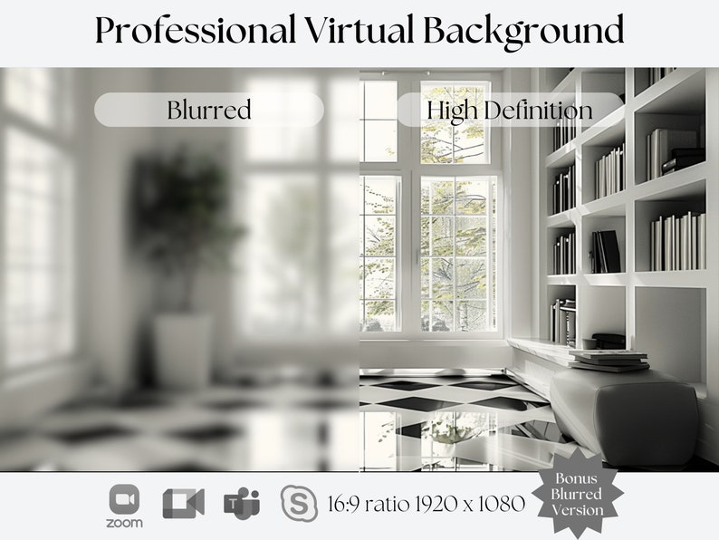 Virtual Background Zoom, Teams, Webex, Skype, Google Meet Elegant Video ...