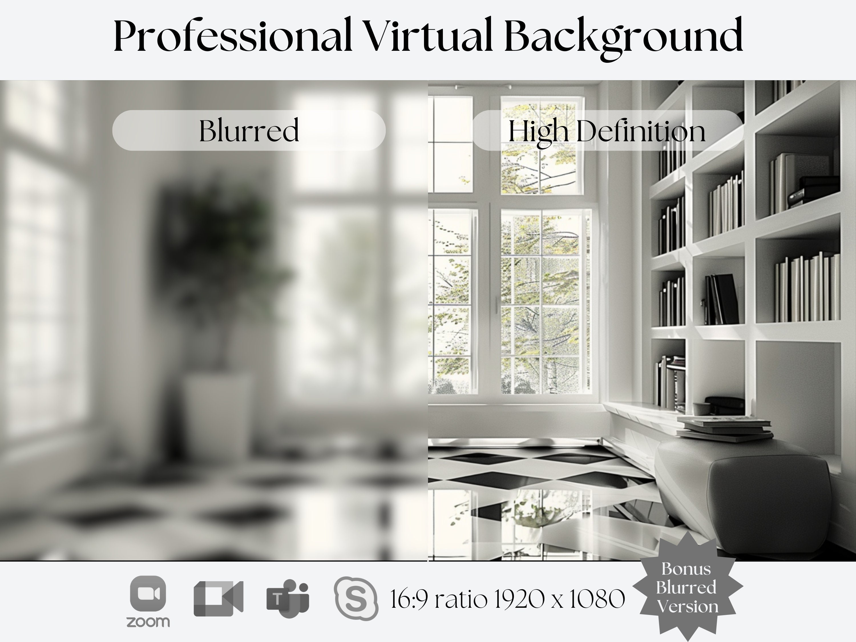 Virtual Background Zoom, Teams, Webex, Skype, Google Meet Elegant Video ...