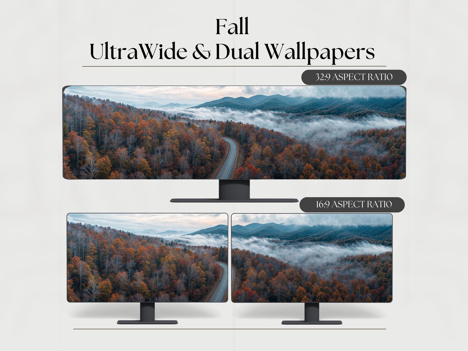 Fall Desktop Wallpaper for Ultrawide and Dual Monitors | 32x9 and 16x9 ...