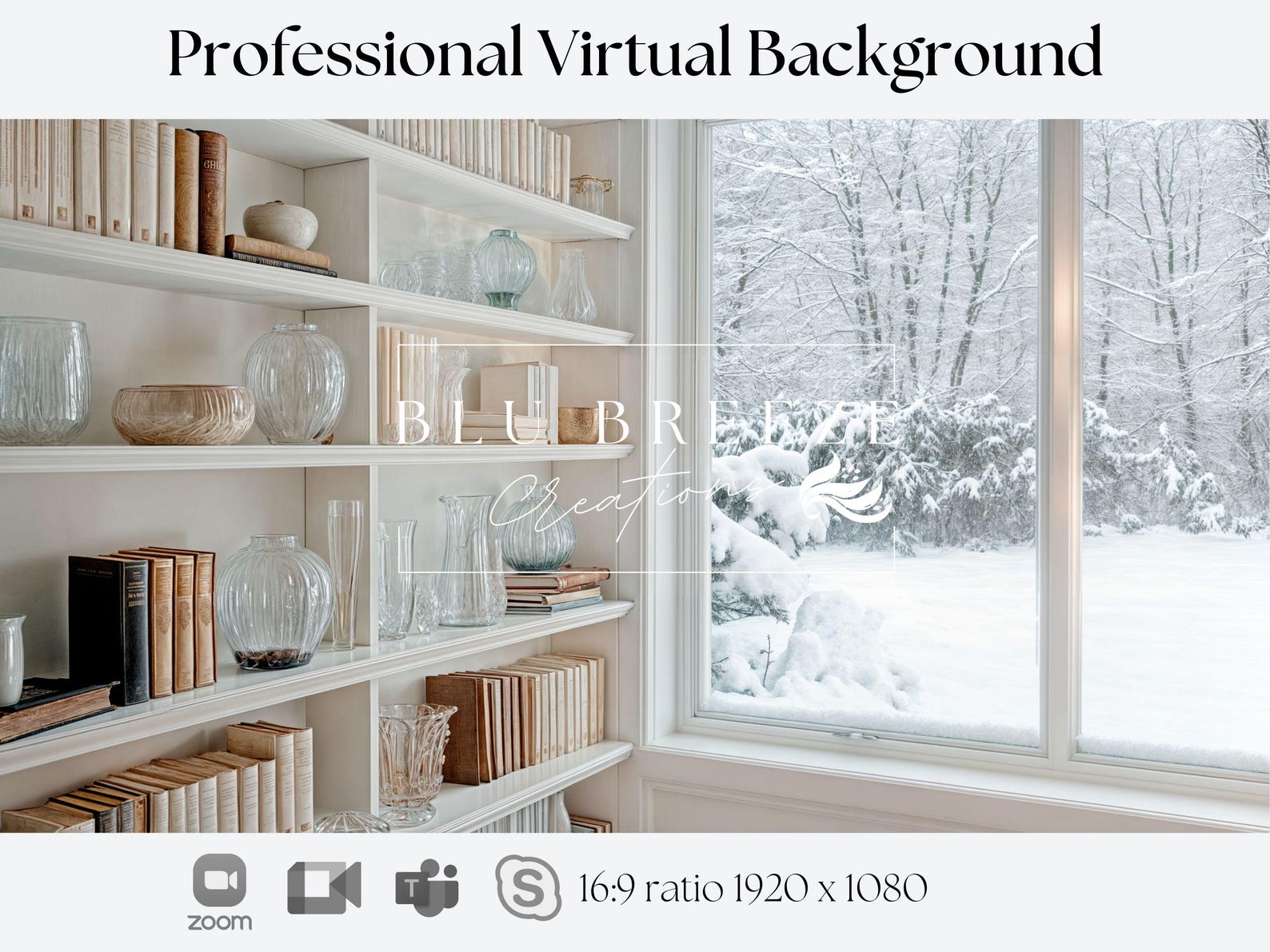Simple Clean Winter Virtual Background for Video Calls Zoom Microsoft ...