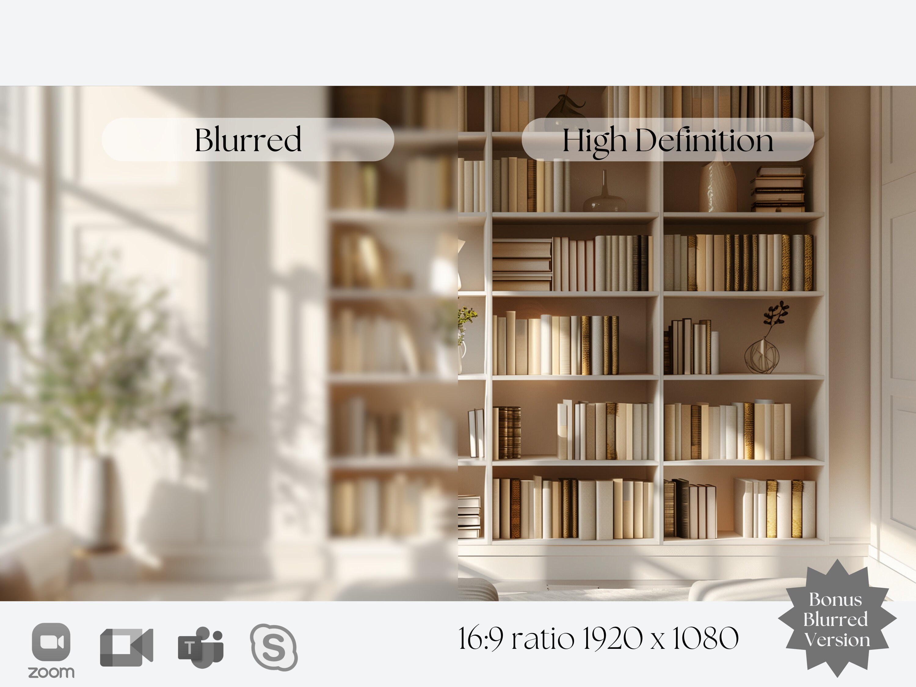 5 Clean Bookshelf Virtual Backgrounds Compatible With Zoom, Teams ...