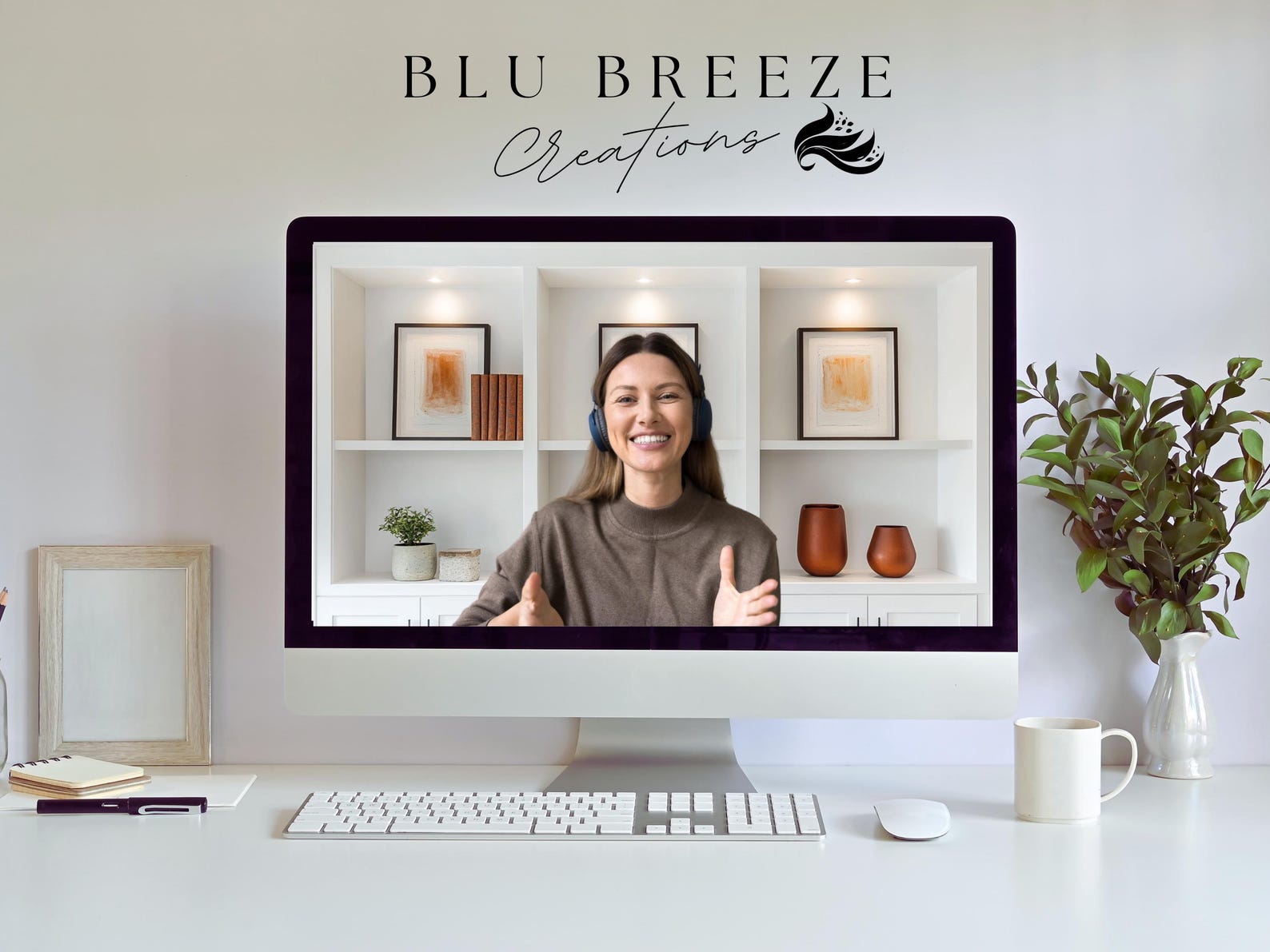 Simple Zoom Background With Recessed Lighting and Red Decor | Virtual ...