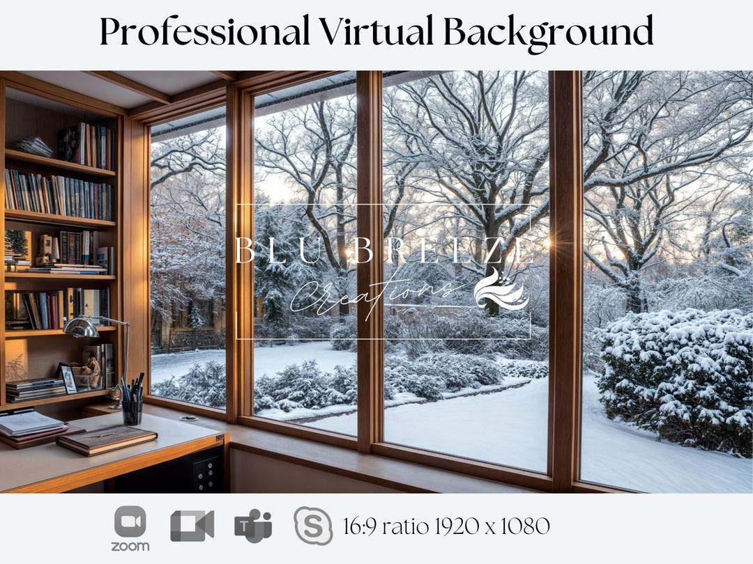 Simple Clean Winter Virtual Background for Video Calls Zoom Teams Webex ...
