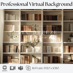 Simple Bookshelf Virtual Background | Zoom Teams Webex Skype Google ...