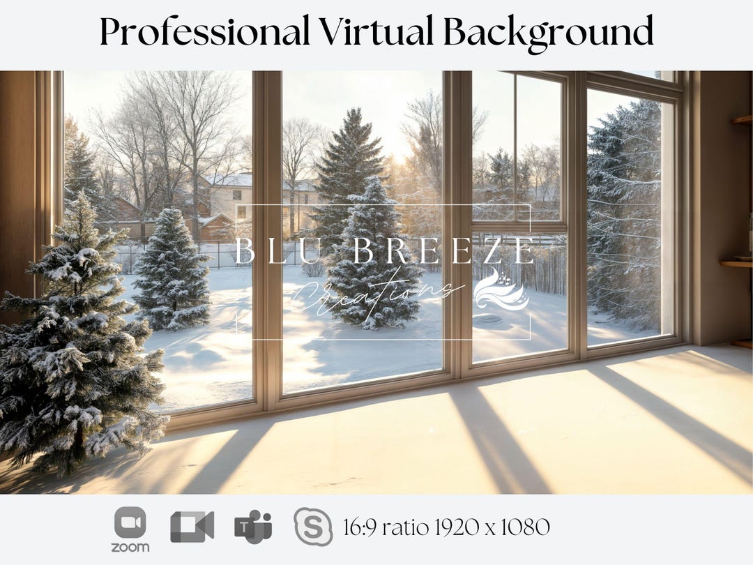 Pine Tree Winter Virtual Background for Video Calls Zoom Teams Webex ...