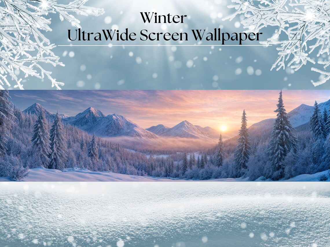 Winter Sunset Ultrawide Dual Monitor Wallpaper High-resolution Snowy ...