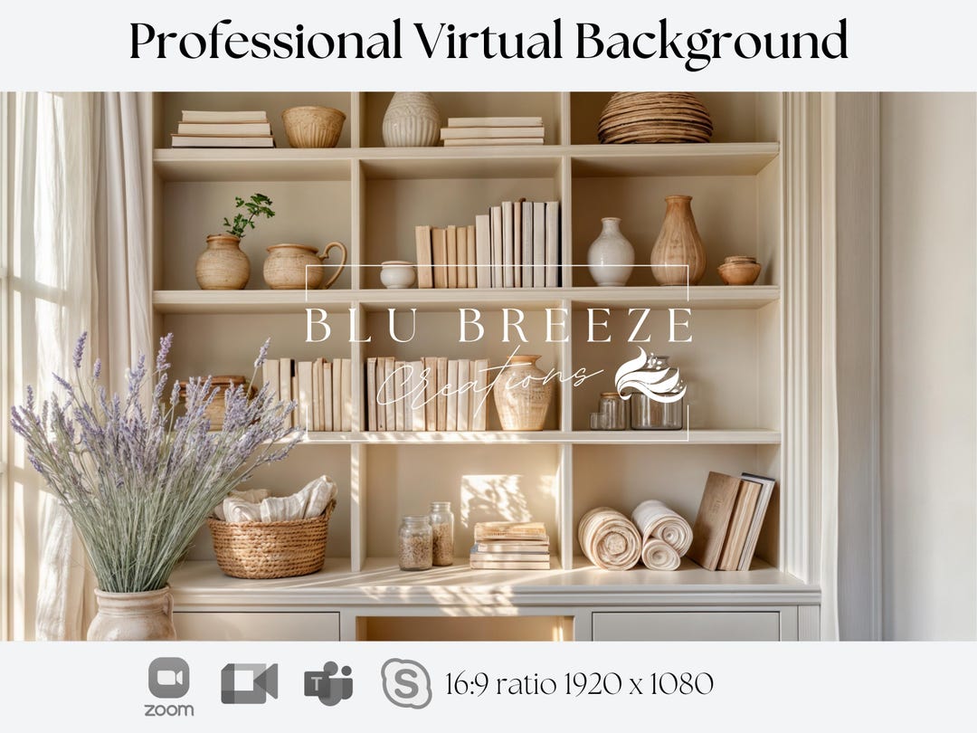 Bookshelf Home Office Background | Zoom Teams Webex Skype Google Meet ...