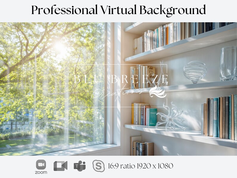Zoom Background for Bright Office Space With Shelves – Virtual ...