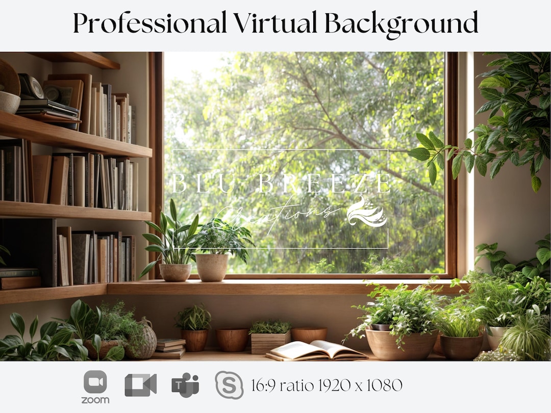 Virtual Background for Zoom Teams Webex | Bright Office With Books and ...