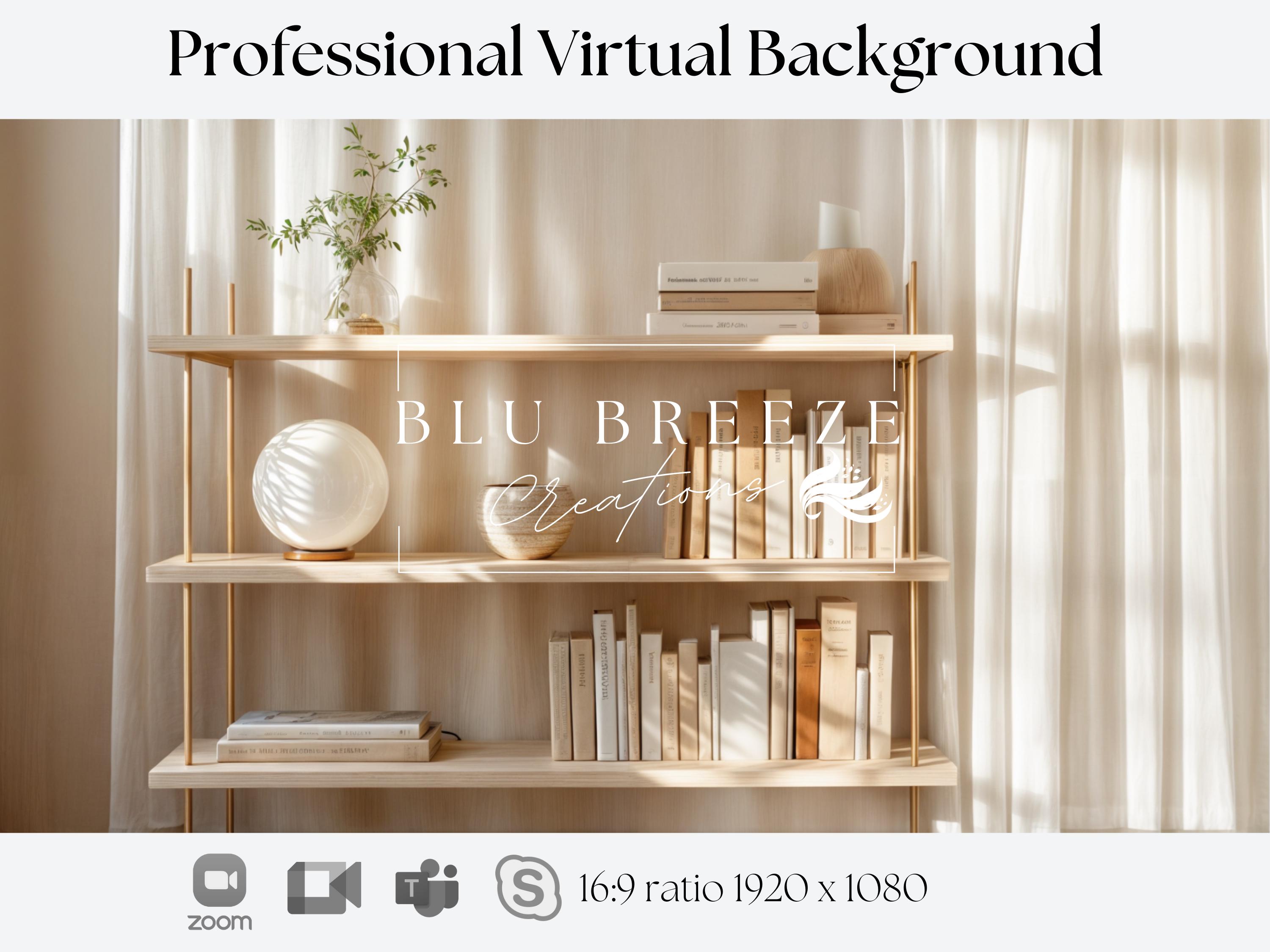 Virtual Background Home Office Bookshelf | Zoom Teams Webex Skype ...