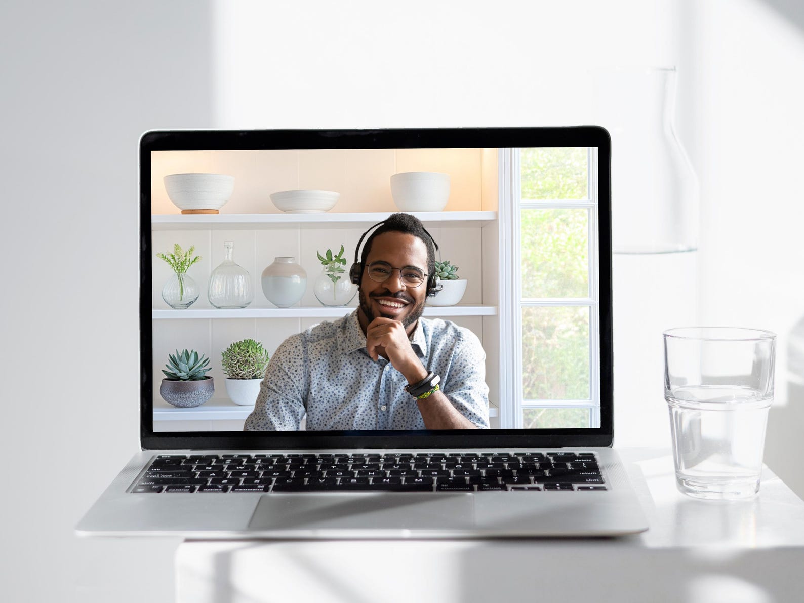 Simple Clean Zoom Background With Plants and Window Virtual Background ...