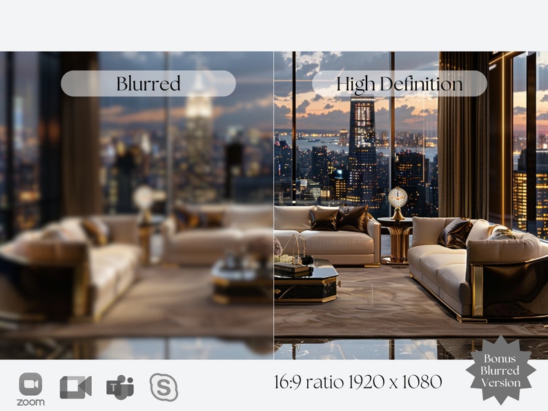 Virtual Background City Skyline Compatible With Zoom, Teams, Facebook ...