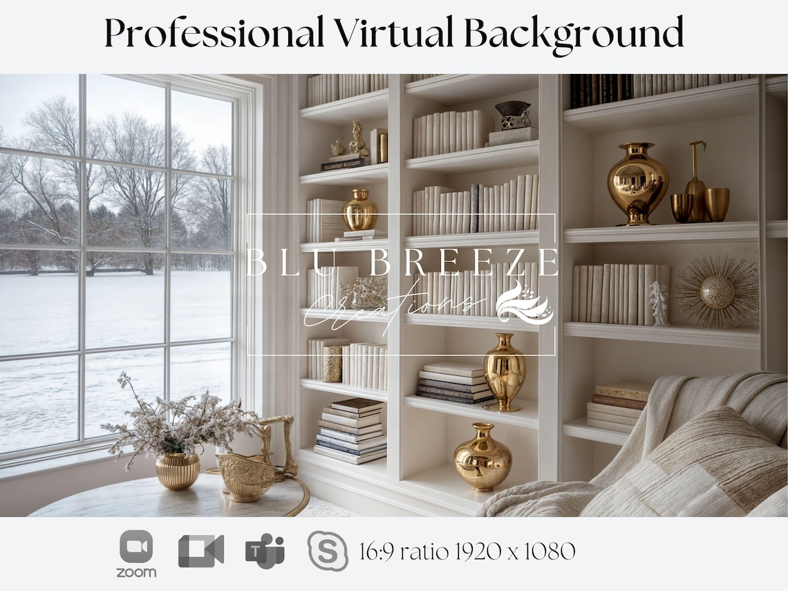 Virtual Winter Background for Video Calls - Gold and White Background ...
