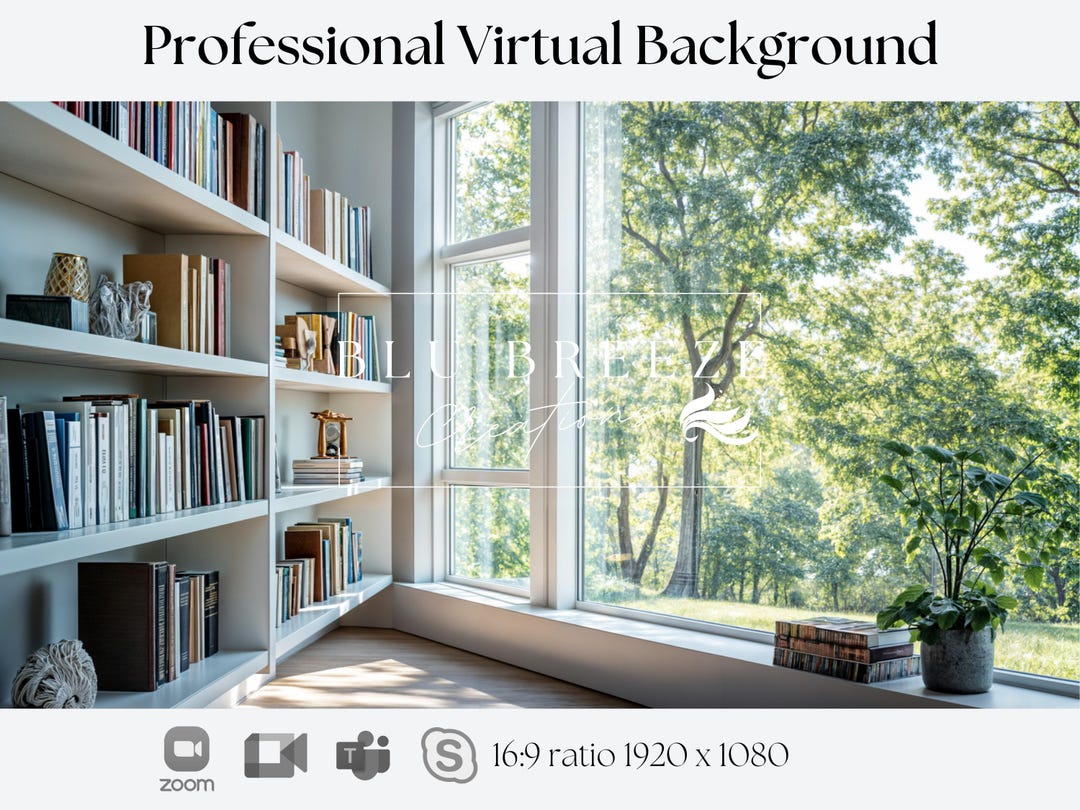 Zoom Background With Natural Light and Office Shelves – Virtual ...