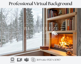 Winter Fireplace Virtual Background for Video Calls Zoom Teams Webex ...