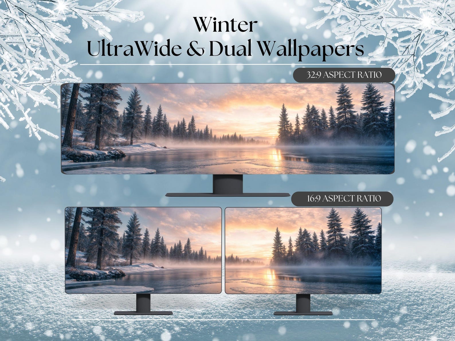Snowy Winter Wallpaper for Ultrawide and Dual Monitors - High ...