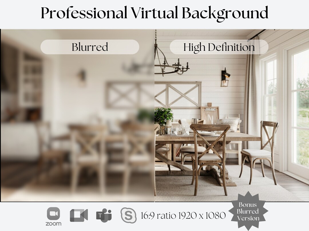 Dining Room Virtual Background for Zoom Teams Facebook Webex Skype and ...