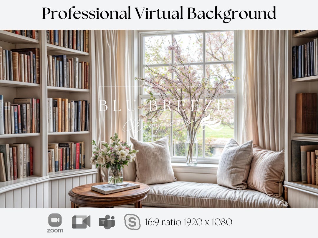 Virtual Background for Google Meet and Skype | Cozy Office With ...