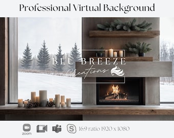 Winter Fireplace Virtual Background for Video Calls Zoom Teams Webex ...