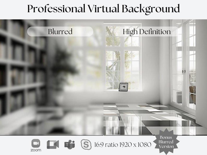Clean Virtual Backgrounds | Compatible With Zoom, Teams, Webex, Skype ...