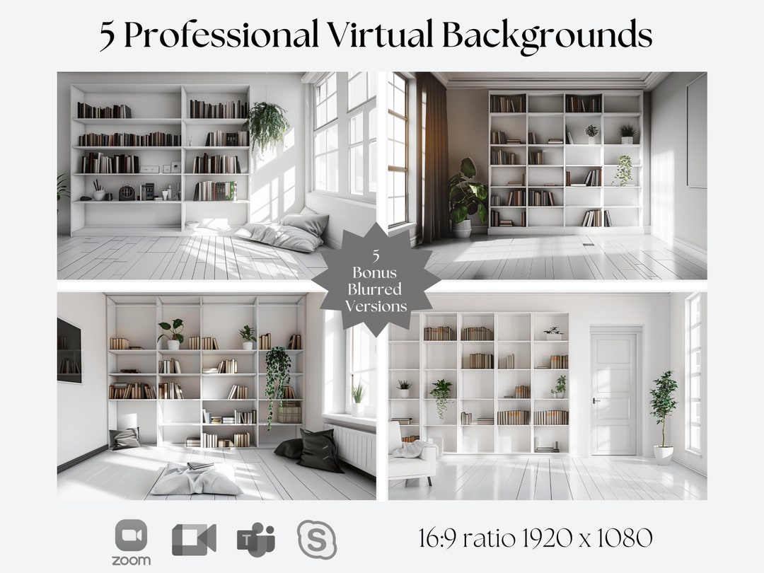 5 White Backdrops Bundle for Zoom, Teams, Google Meet, Webex, Simple ...